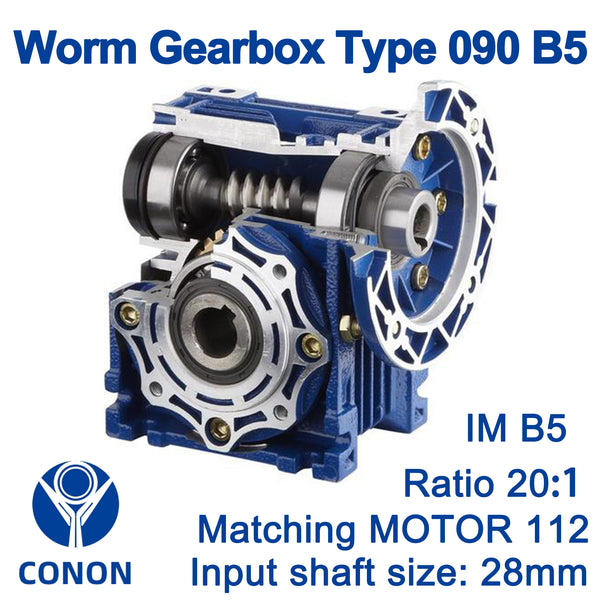 NMRV090 20:1 Worm Reducer B5 28mm Input Shaft Compatible with 112 Fram
