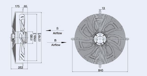 Axial Fan YWF6D 710mm 3 Phase 415V 1000rpm suction 6 pole Evaporate Re ...