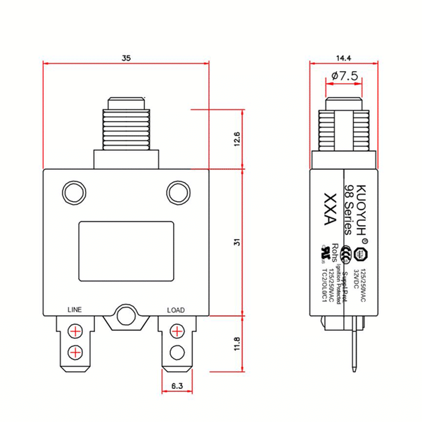 Overload Protector 5A-40A Thermal Overload Protector Reset Switch Fuse