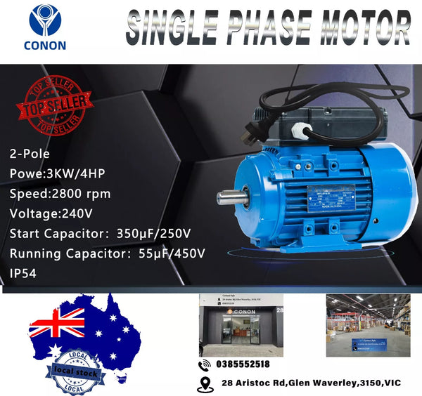 Single-phase motor 3kw /4HP 2 POLE 2800rpm REVERSIBLE with cable 240V