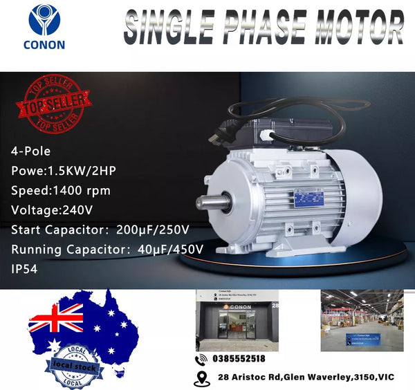 240V Single Phase Motor Reversible 1.5kw/ 2HP 1400RPM Plugged with AU